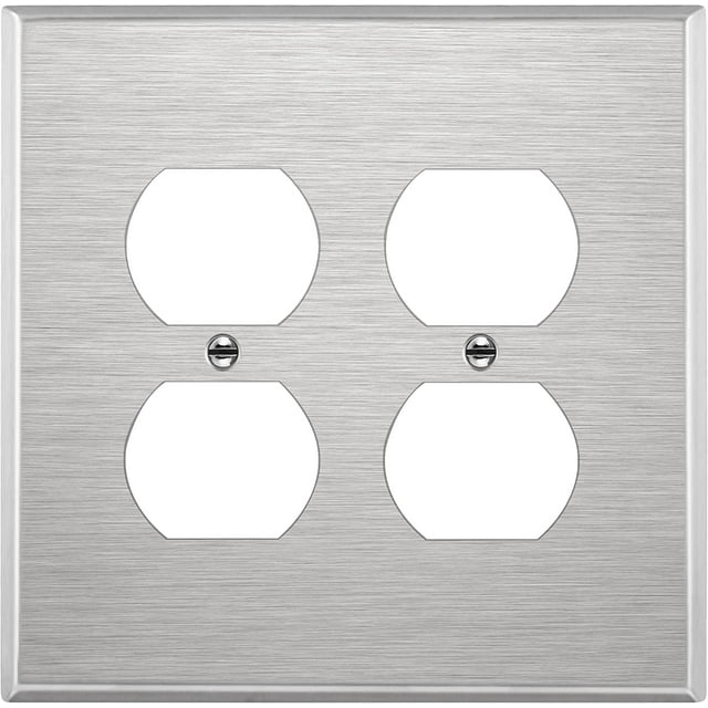 ENERLITES Double Duplex Receptacle Metal Wall Plate, Stainless Steel ...