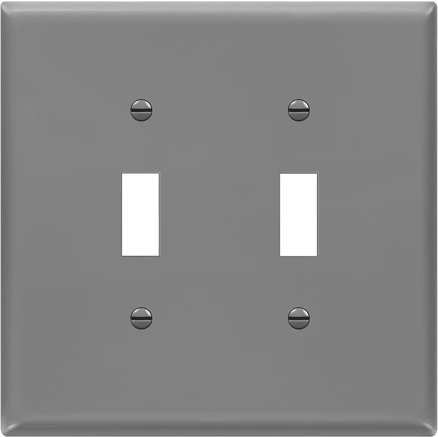 ENERLITES Double Light Wall, Toggle Switch Plate, 2-Gang Mid-Size 4.88 ...