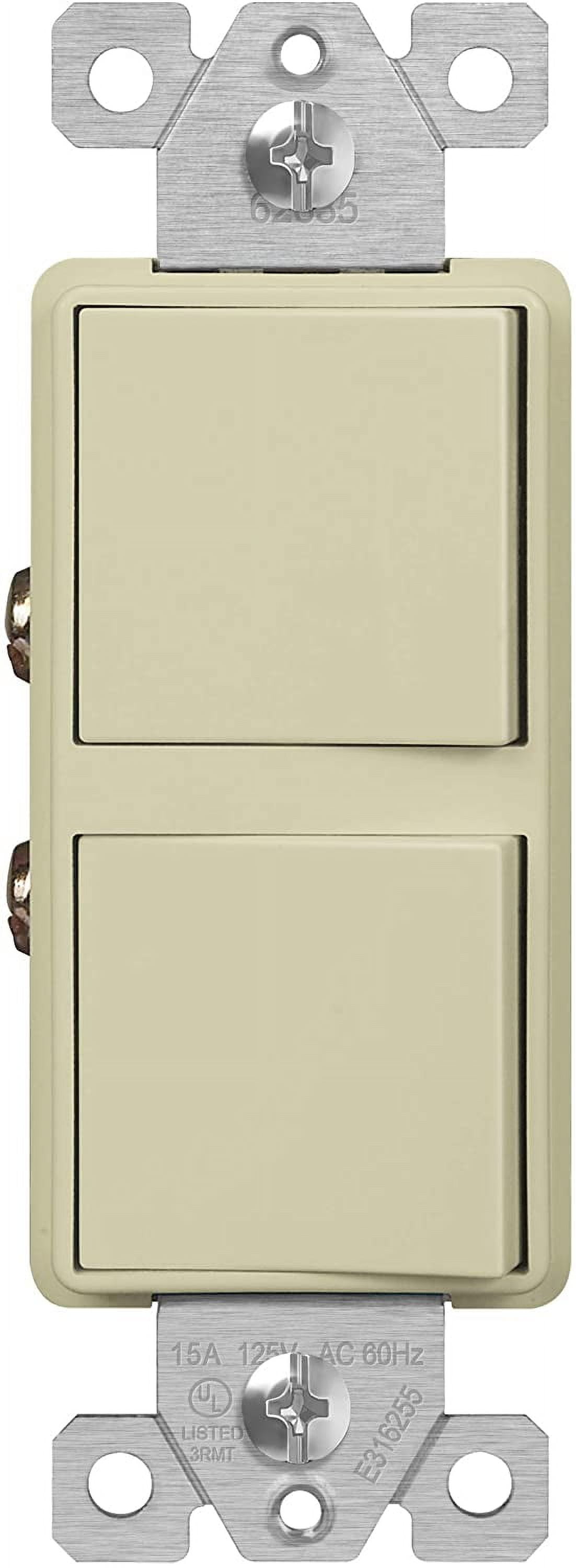 ENERLITES Double Paddle Rocker Combination Decorator Switch, Ground ...