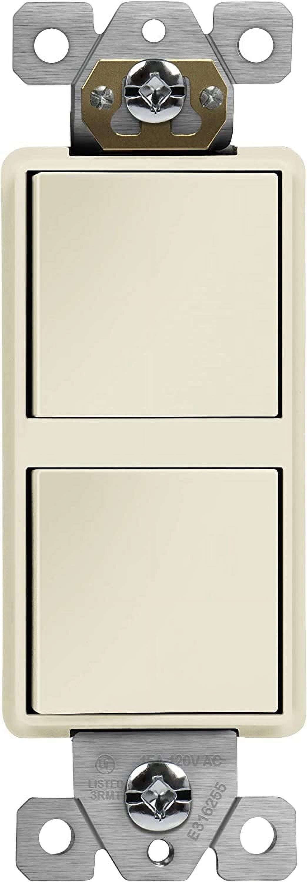 ENERLITES Double Paddle Rocker Decorator Switch, Gloss Finish, Ground ...