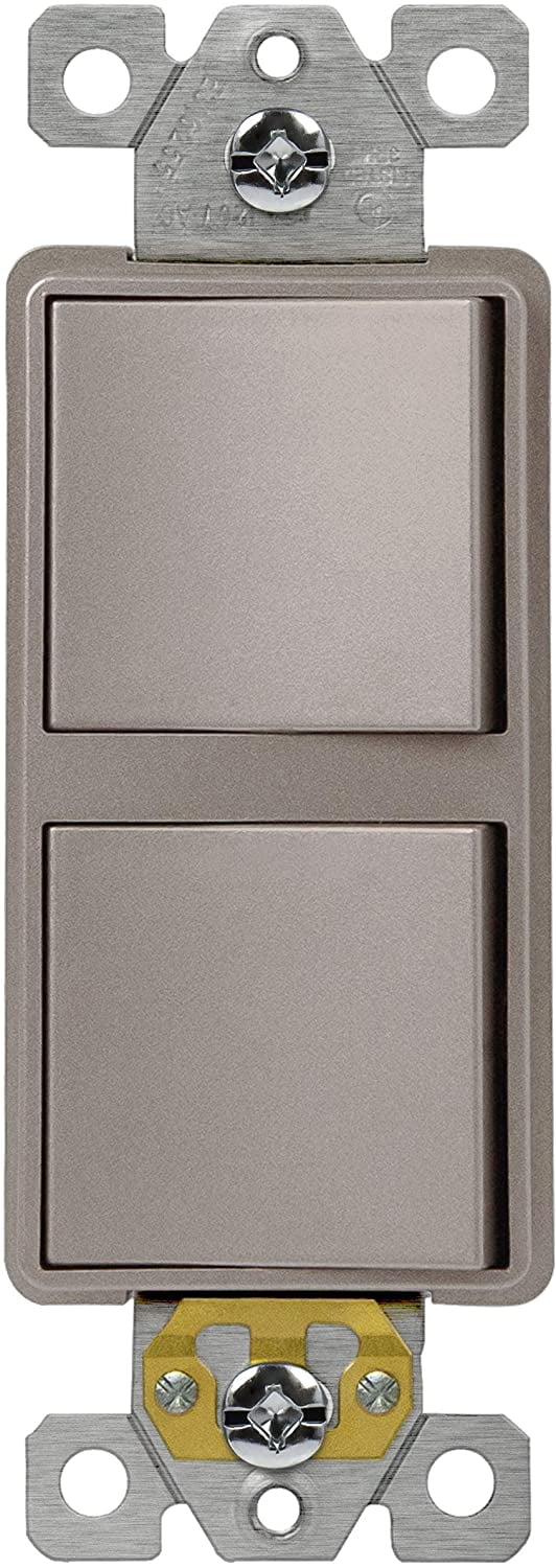 ENERLITES Double Paddle Rocker Decorator Switch, Gloss Finish, Ground ...