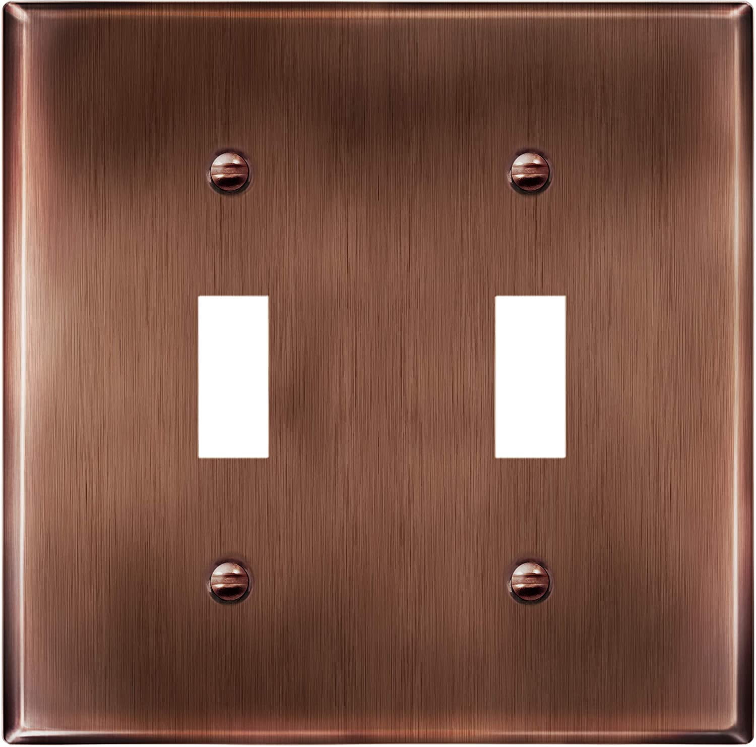 ENERLITES Double Toggle Light Switch Cover, 2-Gang 4.50" x 4.57", 7712 ...