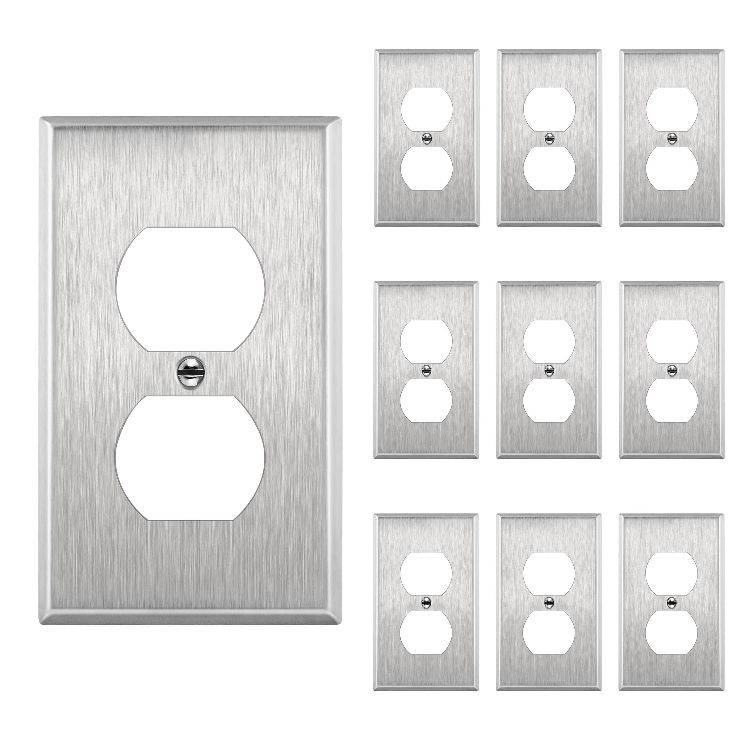 ENERLITES Stainless Steel Duplex Outlet Wall Plate, 1-Gang, UL Listed ...