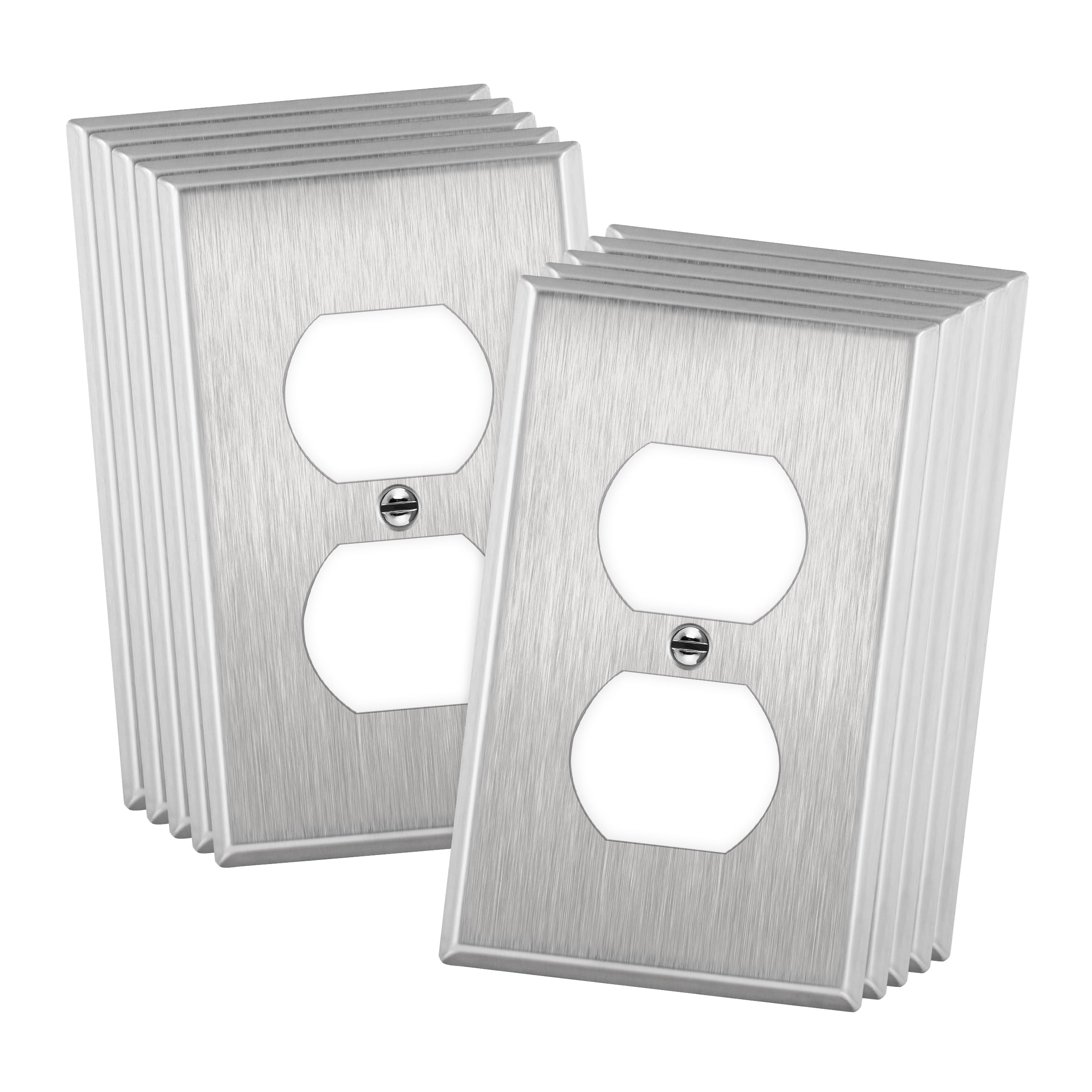 ENERLITES Stainless Steel Duplex Outlet Wall Plate, 1-Gang, UL Listed ...