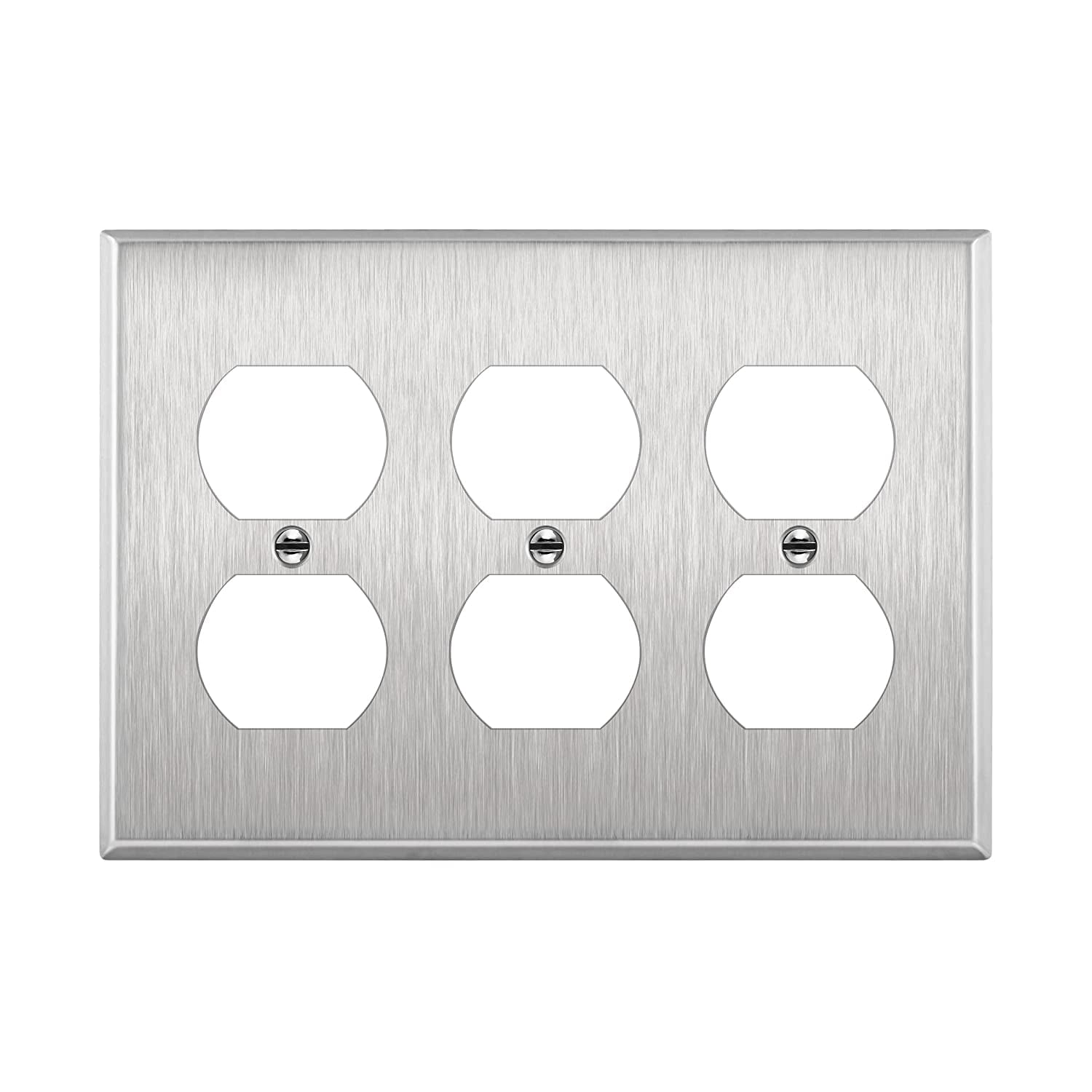 ENERLITES Duplex Receptacle Outlet Metal Wall Plate, Stainless Steel ...