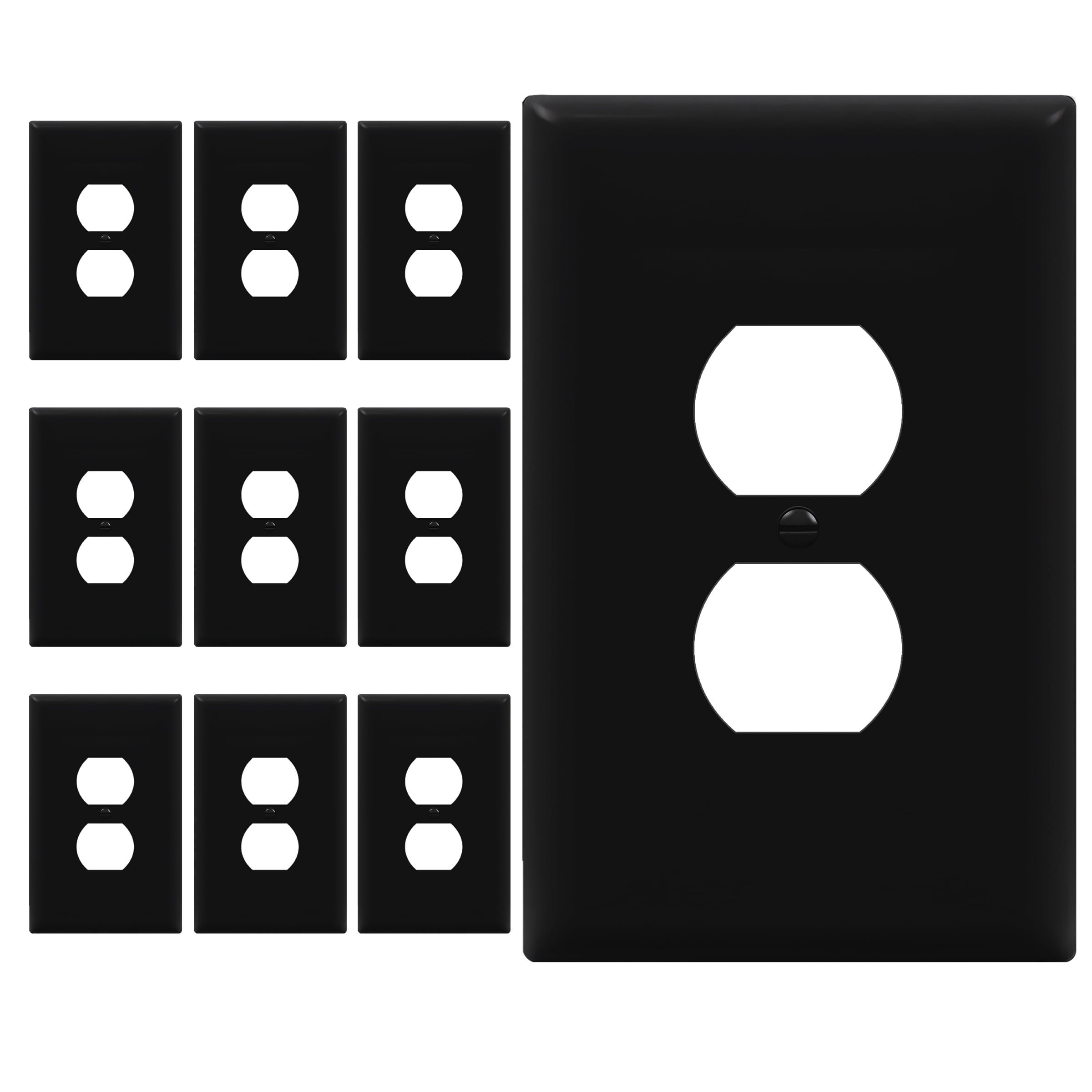 ENERLITES Jumbo Duplex Outlet Wall Plate, 1-Gang, Polycarbonate, Black ...