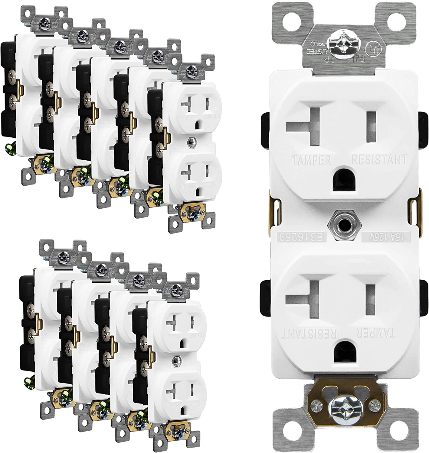 ENERLITES Duplex Receptacle Outlets, Tamper-Resistant, Industrial Grade ...