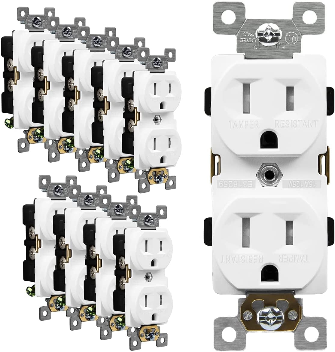 ENERLITES Duplex Receptacle Outlets, Tamper-Resistant, Industrial Grade ...
