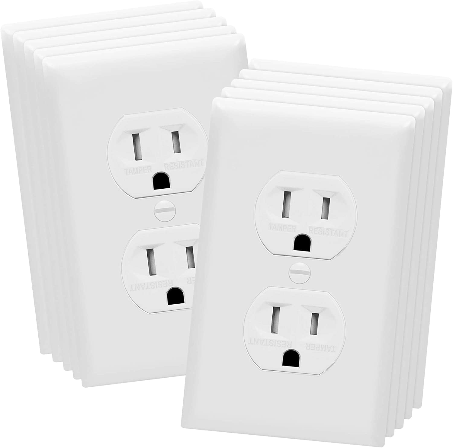 ENERLITES Duplex Receptacle Outlets and Wall Plates Bundle, Tamper ...