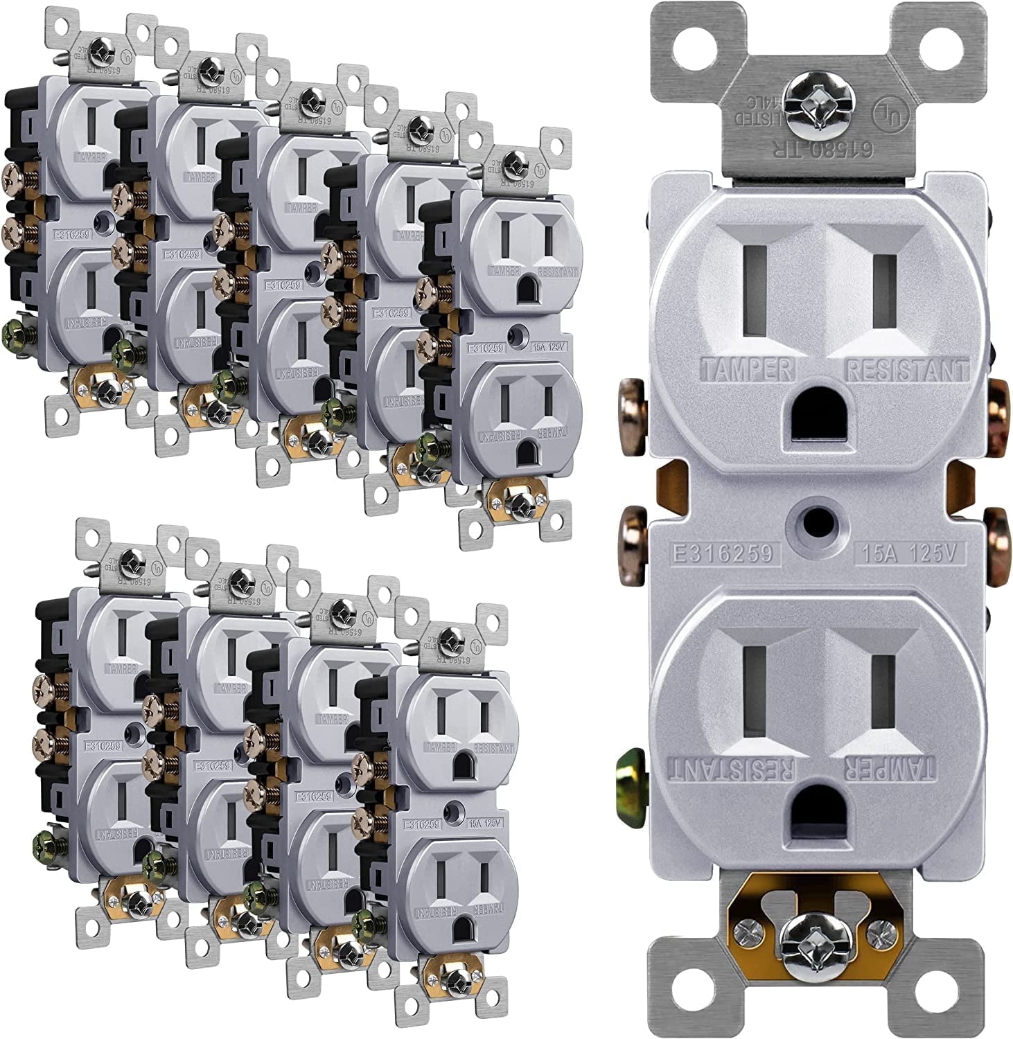 ENERLITES Elite Series Duplex Receptacle, Residential Grade Wall Outlet ...