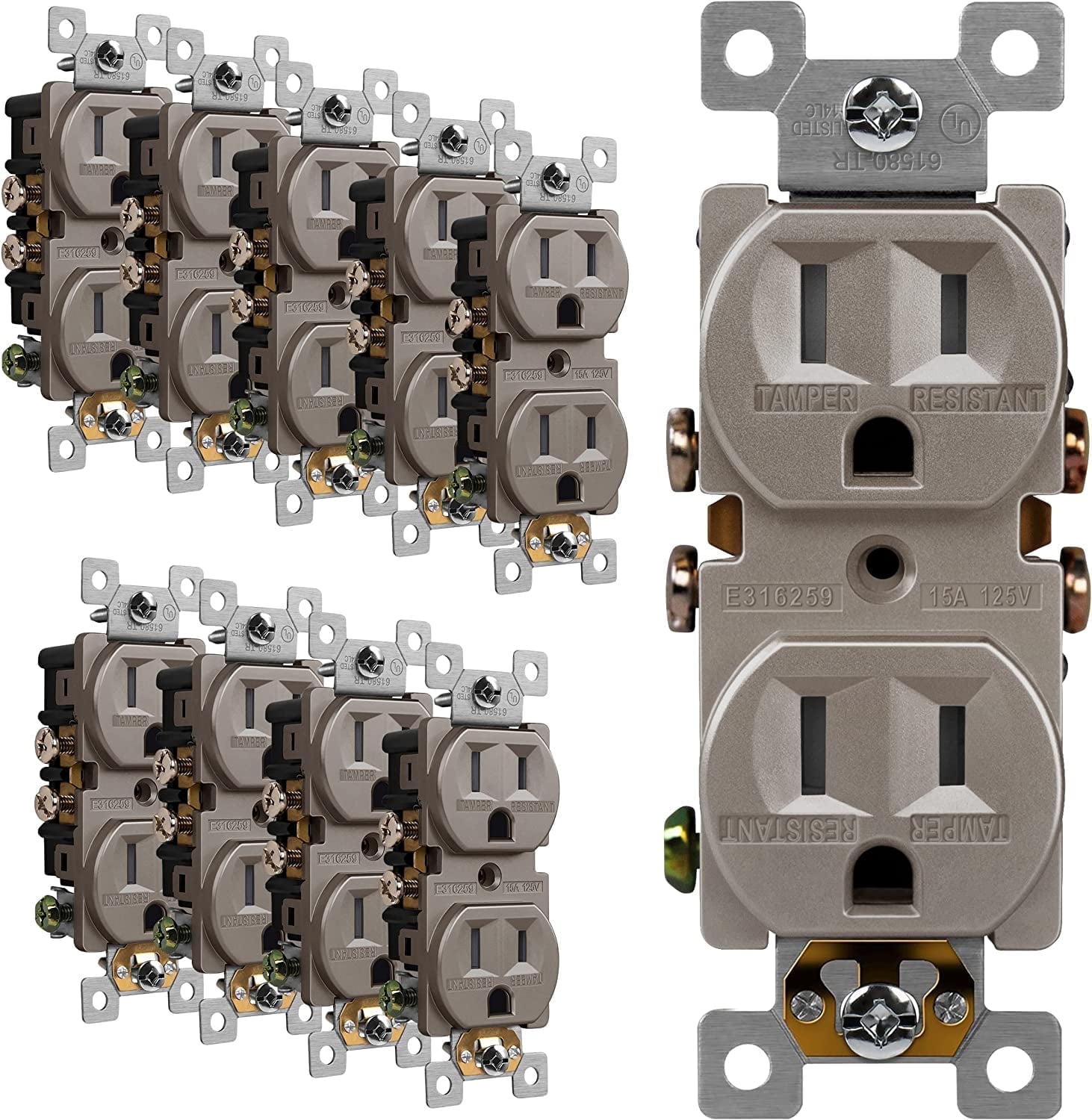 ENERLITES Elite Series Duplex Receptacle, Residential Grade Wall Outlet ...