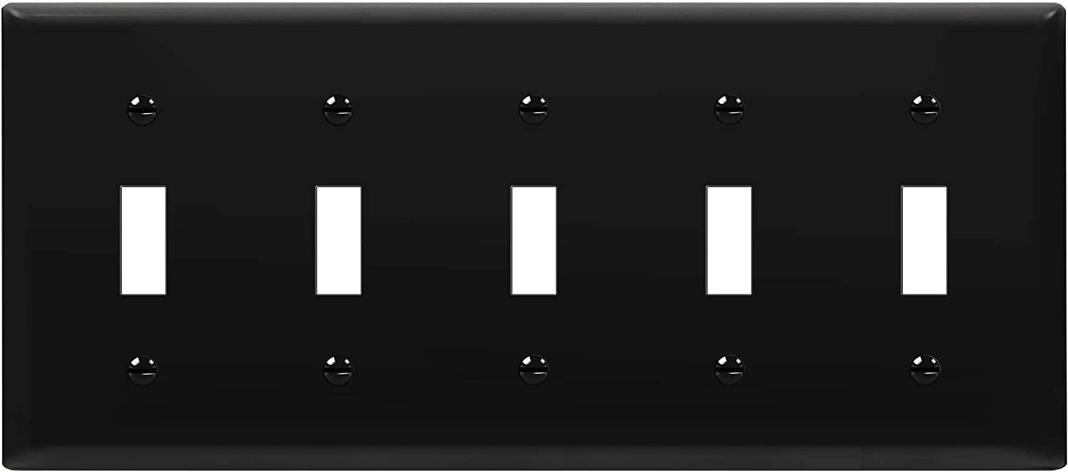 ENERLITES Five Gang Light Switch Wall Plate, Toggle Switch Plate, Gloss ...