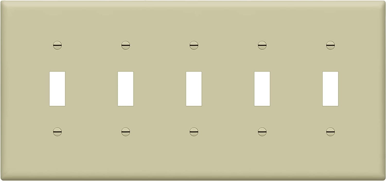 ENERLITES Five Gang Toggle Light Switch Wall Plate, Glossy, 5-Gang Mid ...