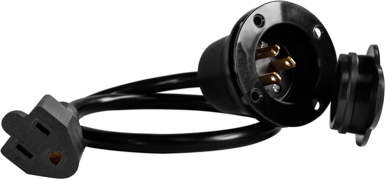 ENERLITES Flanged Inlet Power Plug with Integrated 18-in Extension Cord ...