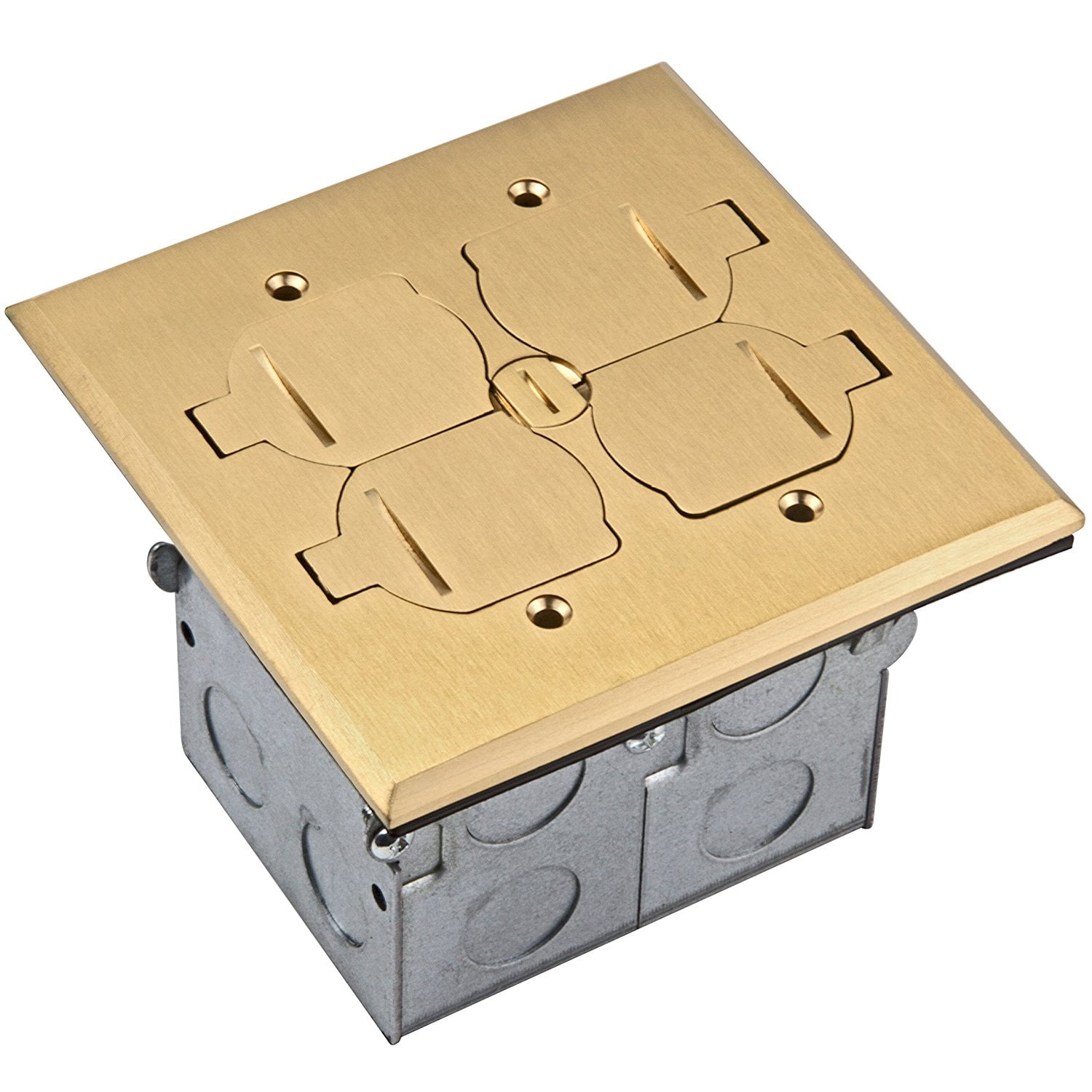 ENERLITES Floor Box Outlet Kit 975549-C, 2 Gang 20A Tamper / Weather ...