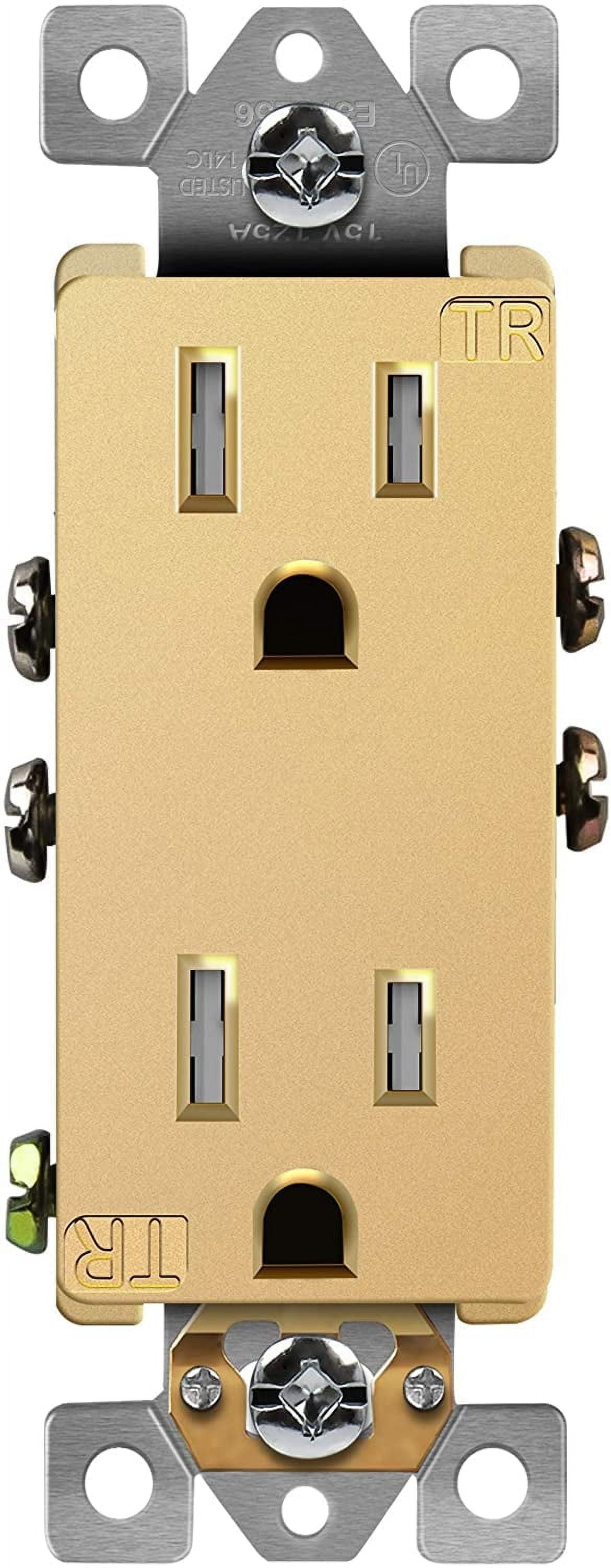 ENERLITES, Gold Elite Series Decorator Receptacle Outlet Child Safe ...