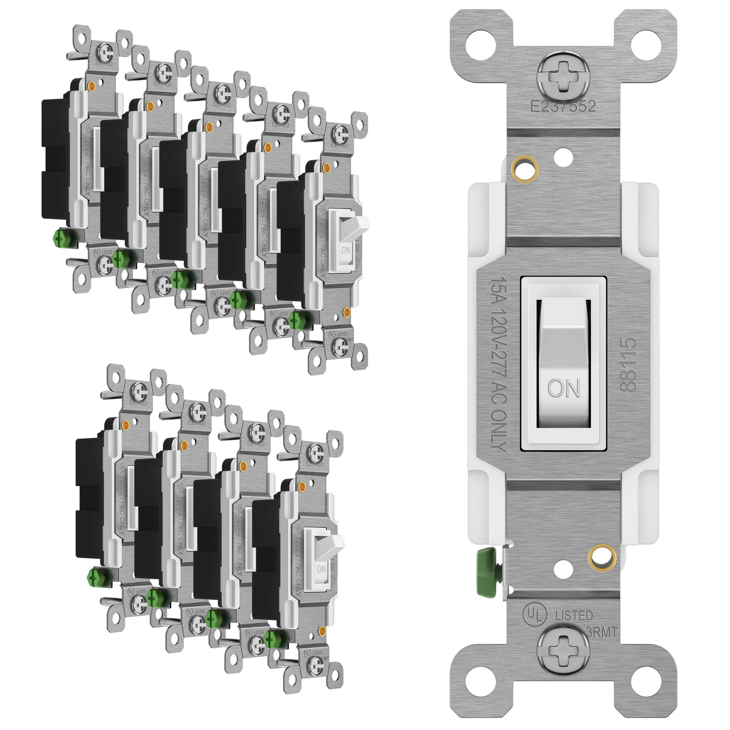 ENERLITES Illuminated Toggle Light Switch, Single Pole, 15A 120-277VAC ...