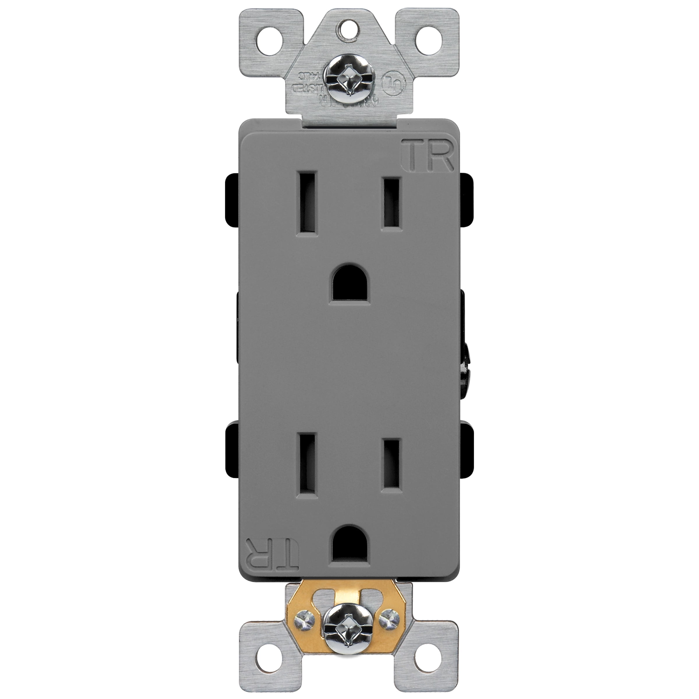 ENERLITES Industrial Grade Decorator Outlet, 15A 125V, Tamper-Resistant ...