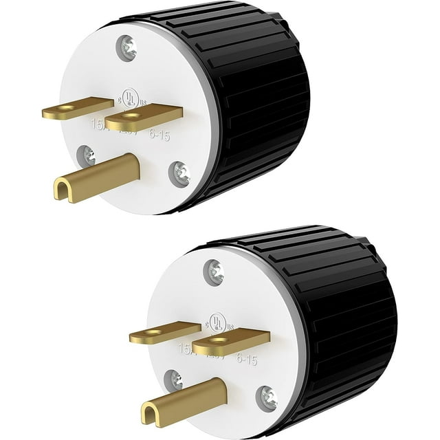 ENERLITES NEMA 6-15P Straight Blade Replacement Plug Connector, Male ...