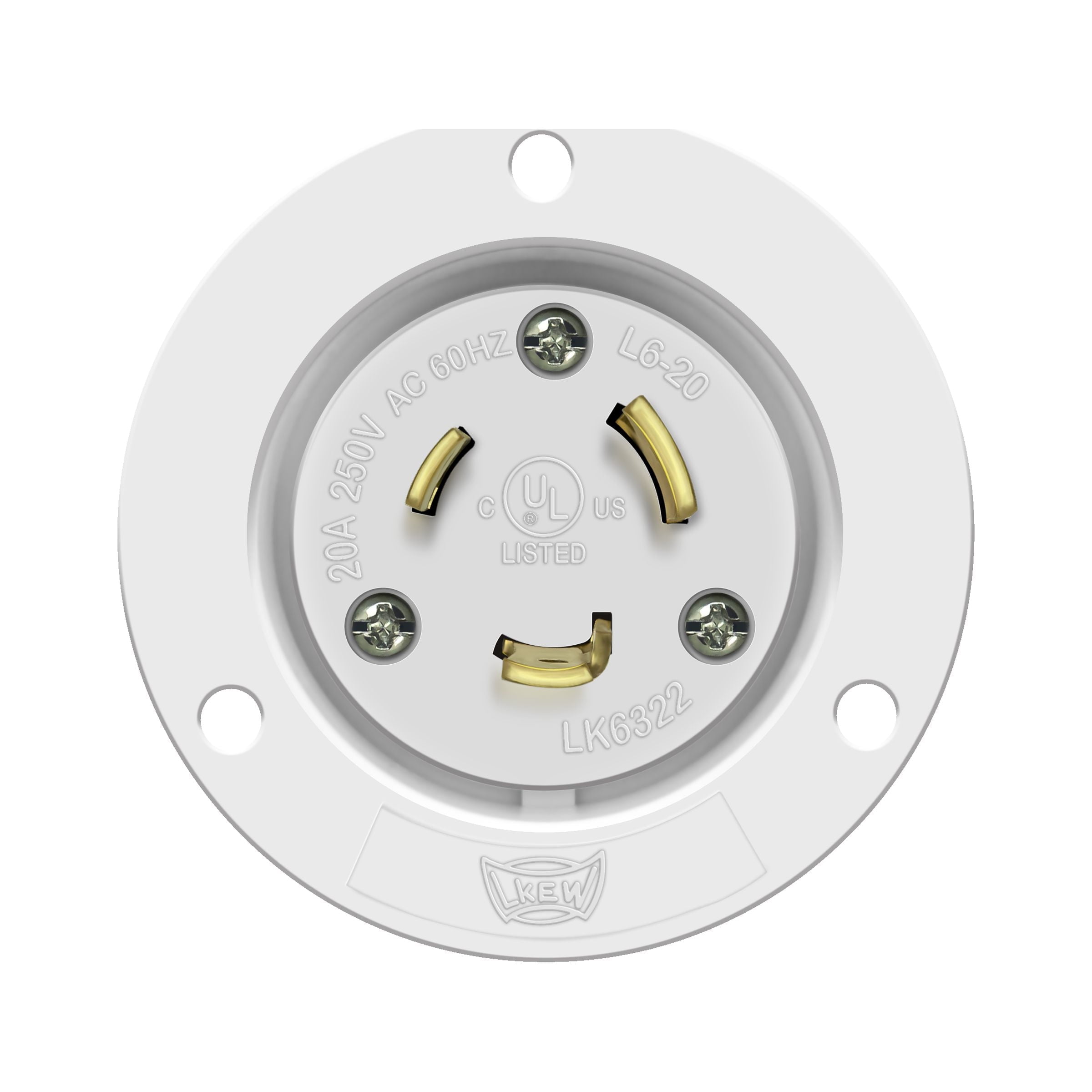 ENERLITES NEMA L6-20 Flanged Inlet Generator Plug, Locking Receptacle ...