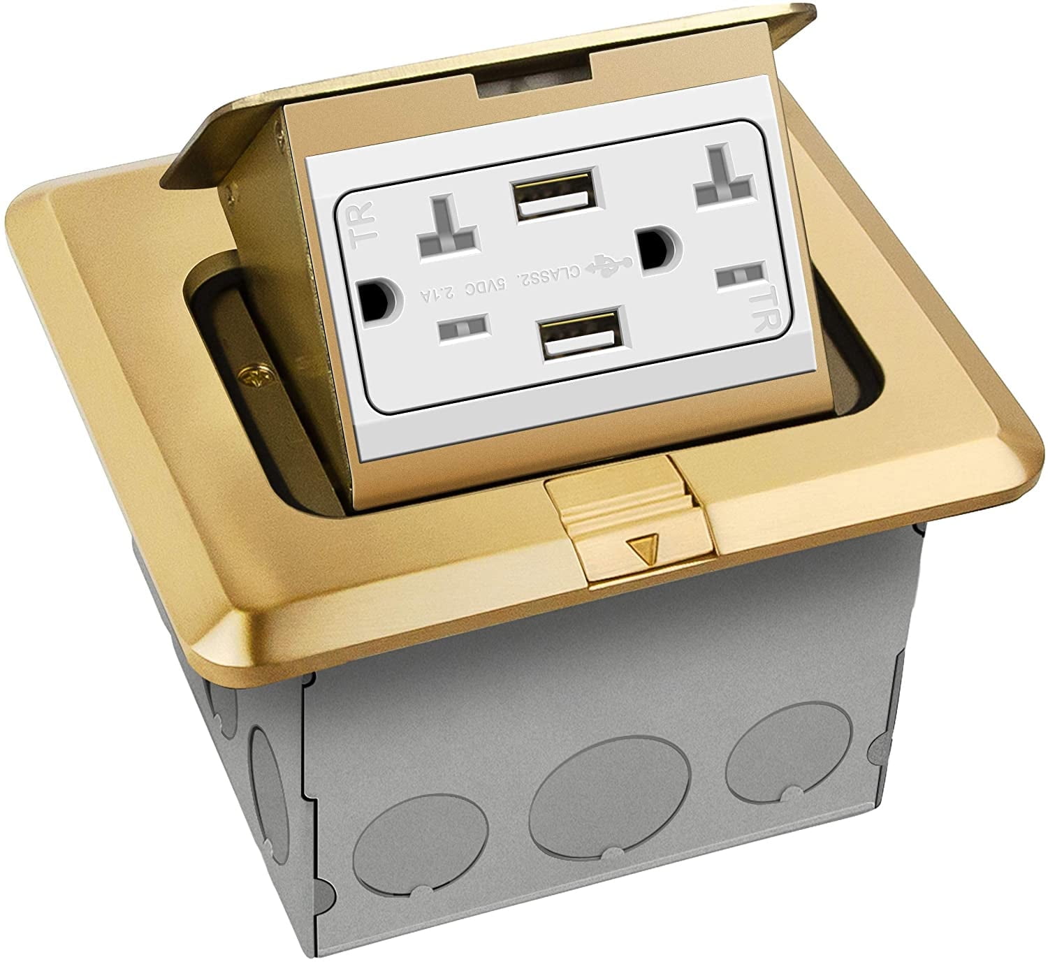 Free Shipping! ENERLITES Pop-Up Square Floor Box Kit, 2.1A USB Charging ...