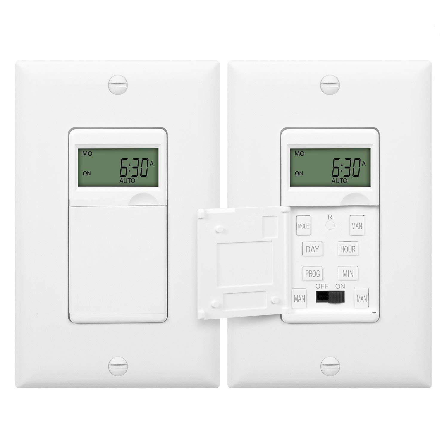 ENERLITES 7-Day Programmable Timer Switch, Digital, UL Listed, White, 2 ...