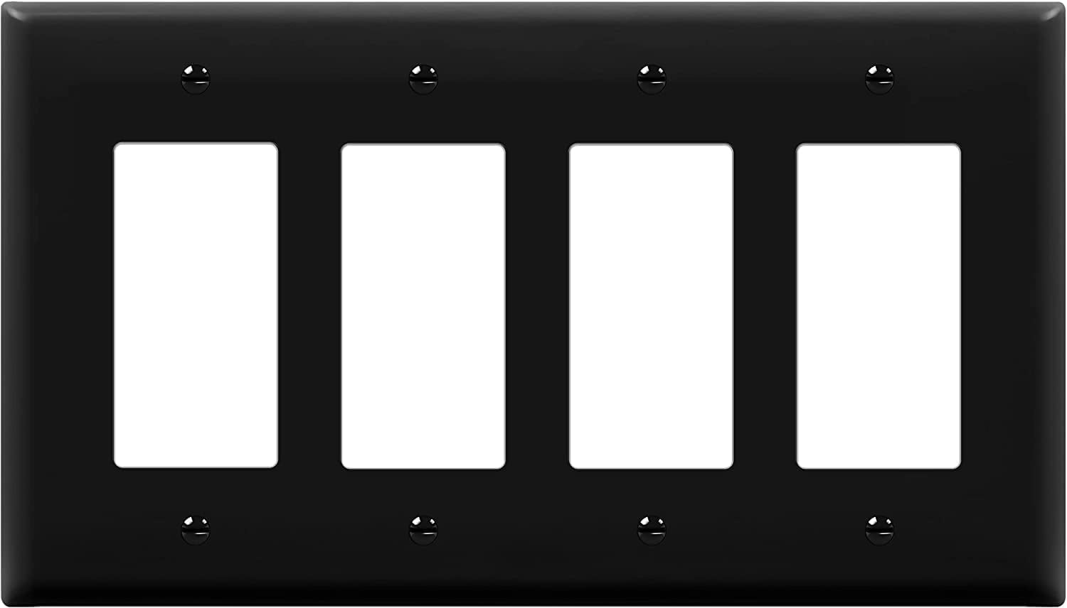 ENERLITES Quadruple Decorator Switch Cover, Four Outlet Wall Plate ...