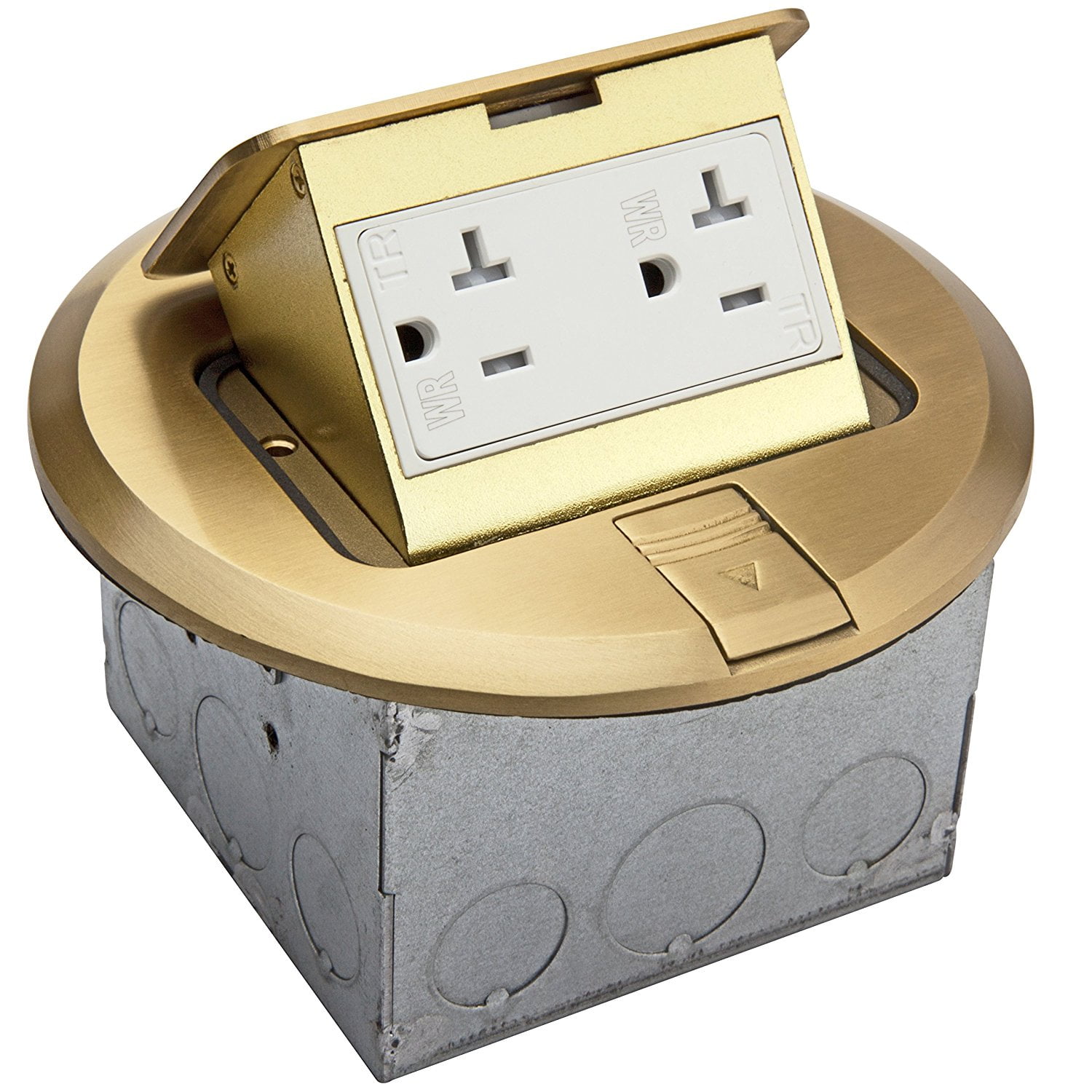 ENERLITES Pop-Up Electrical Plug Floor Box Kit, 20A Tamper-Weather ...