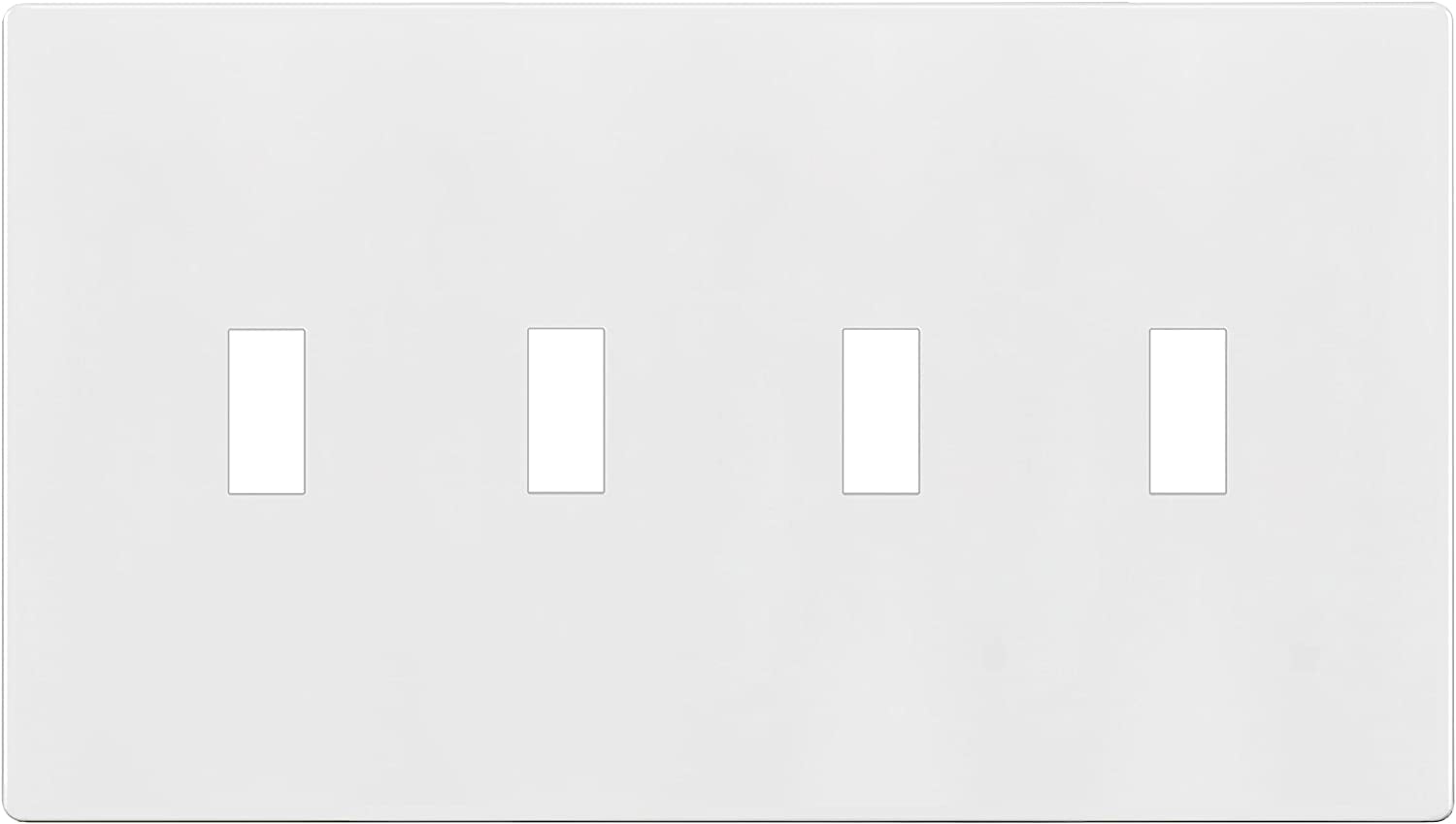 ENERLITES Screwless Quadruple Toggle Switch Wall Plate, Child Safe ...