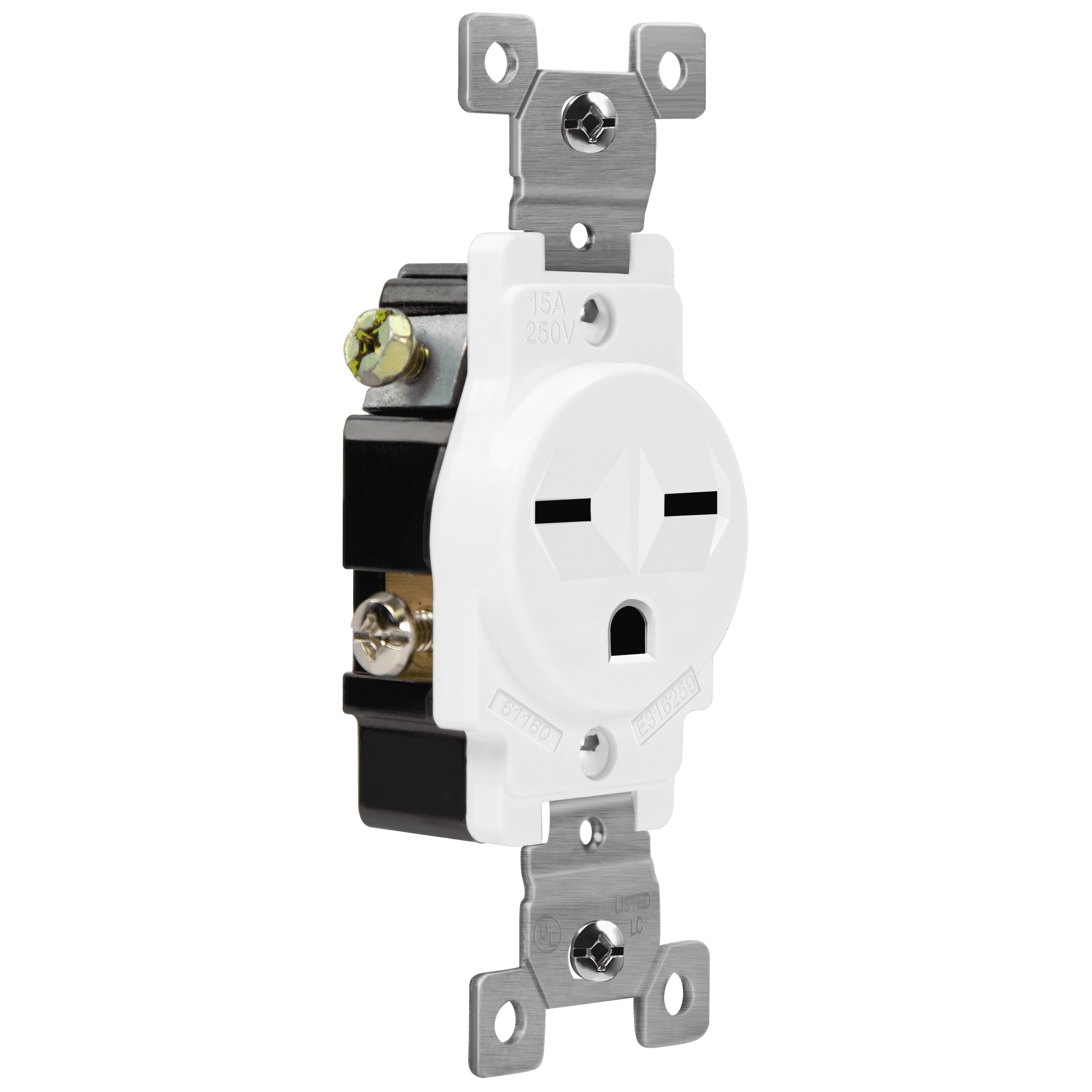 ENERLITES Single Receptacle Outlet, Commercial Grade, 2-Pole, 3-Wire ...