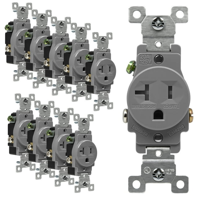 ENERLITES Single Receptacle Outlet, Tamper-Resistant, Commercial Grade ...