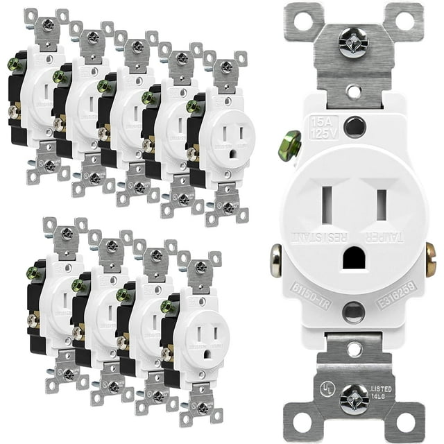 ENERLITES Single Receptacle Outlet, Tamper-Resistant, Commercial Grade ...