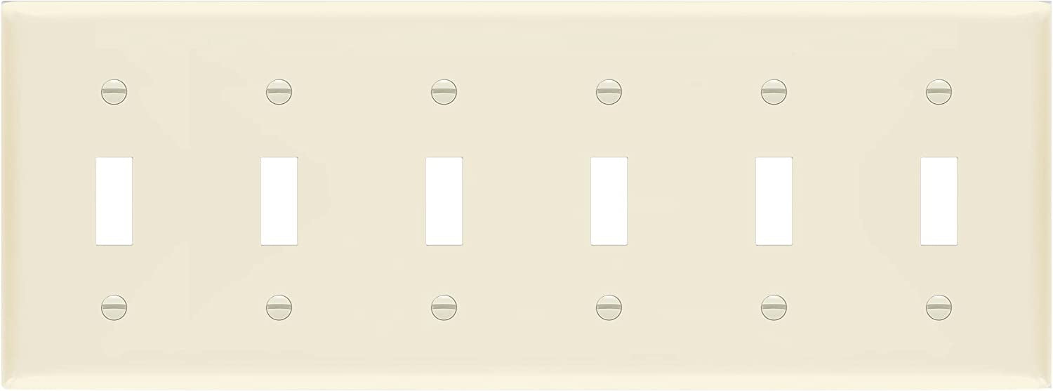 ENERLITES Six Gang Toggle Light Switch Wall Plate, Glossy, Mid-Size 6 ...