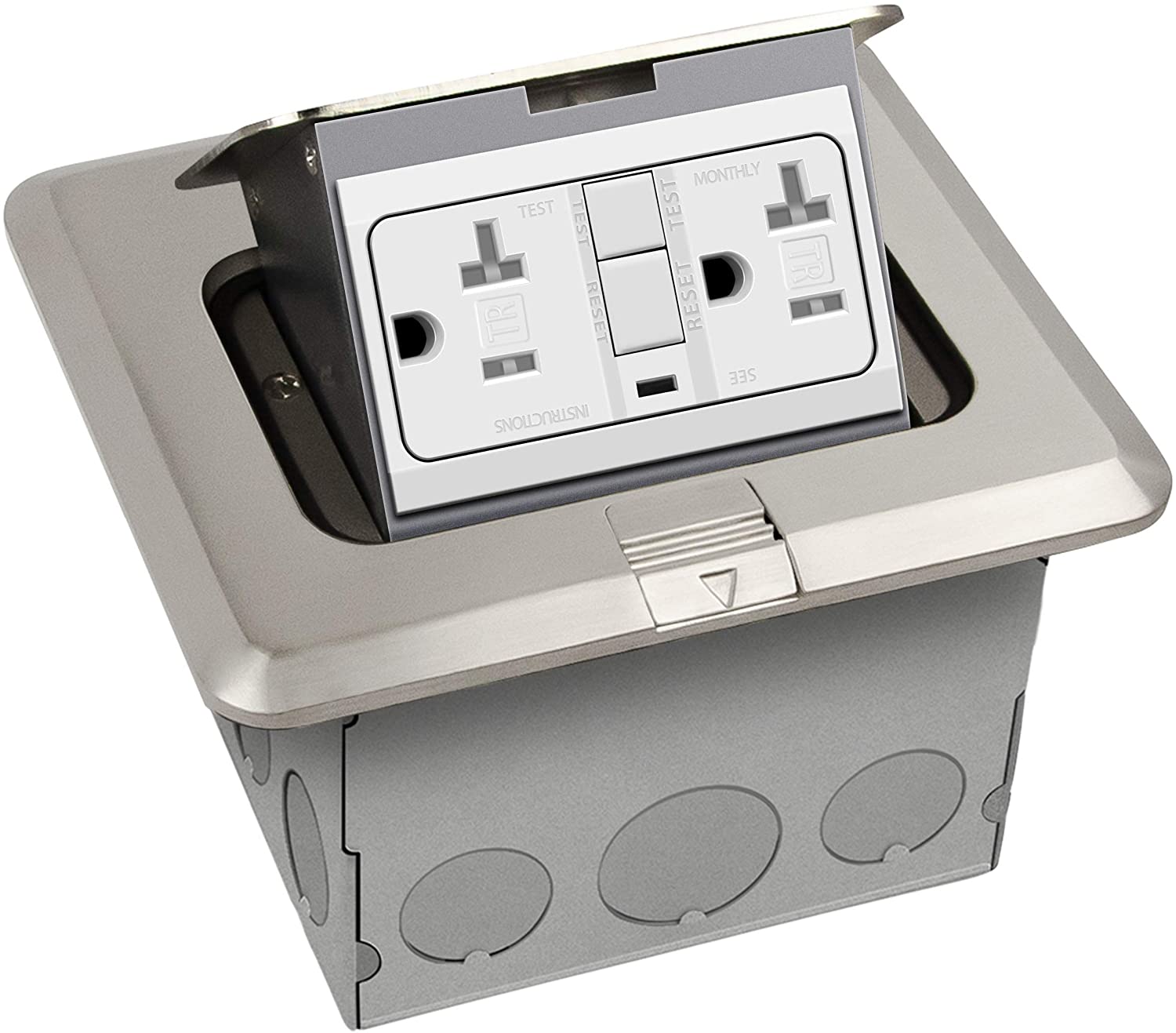 Hubbell Raco 6239NI Nickel Plated Concealed Receptacle Floor Box Kit ...