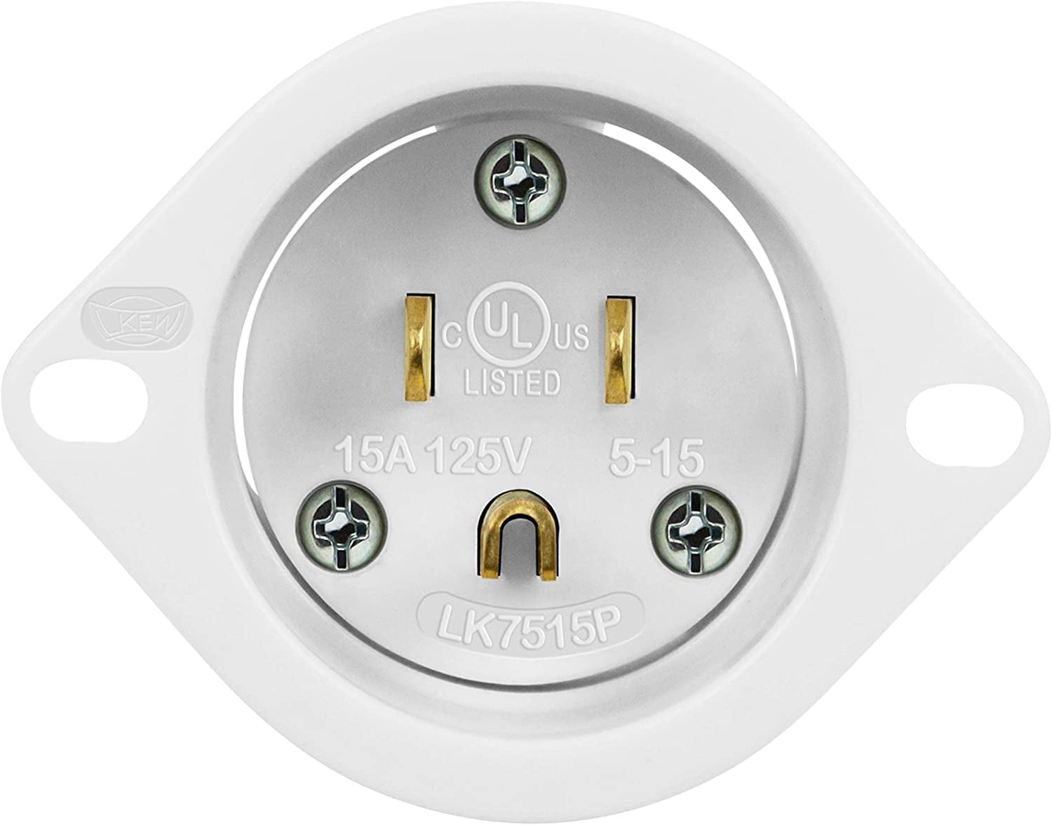 ENERLITES Straight Blade Flanged Inlet, NEMA 5-15, 15A 125VAC ...