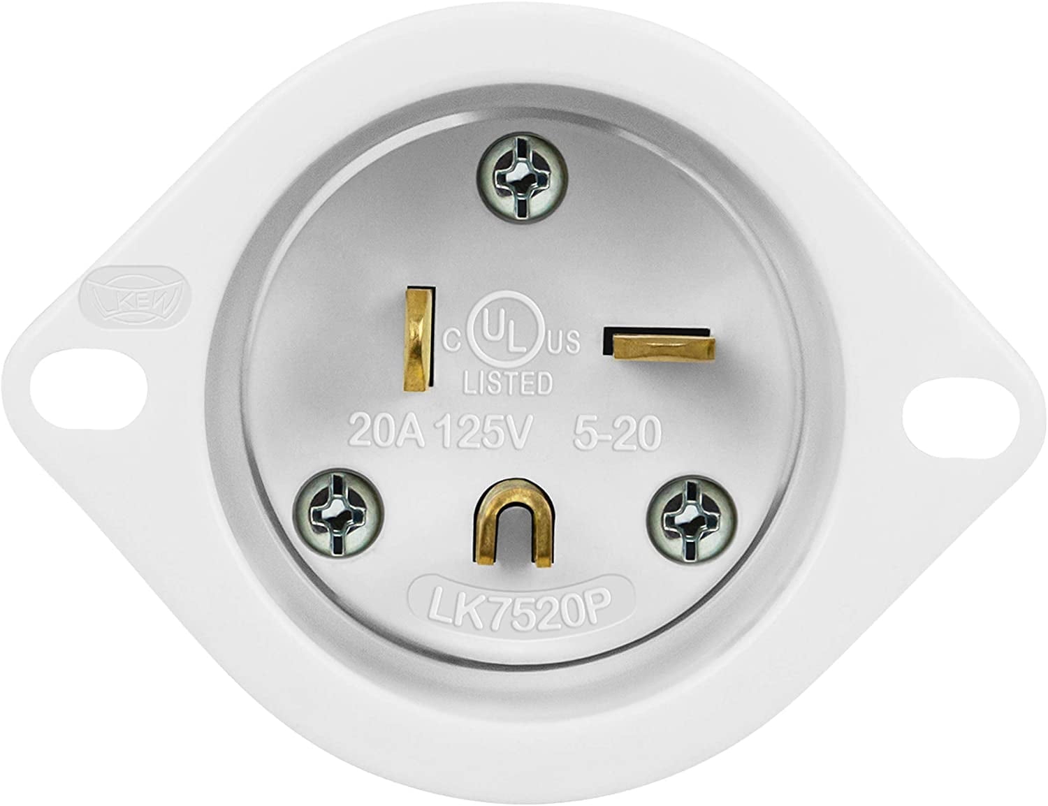 ENERLITES Straight Blade Flanged Inlet, NEMA 5-20, 20A 125VAC ...