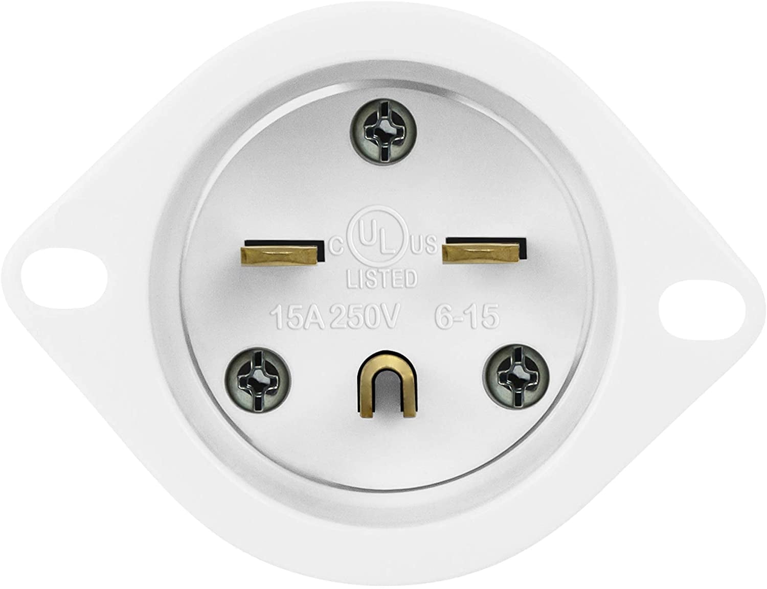 ENERLITES Straight Blade Flanged Inlet, NEMA 6-15, 15A 250VAC ...