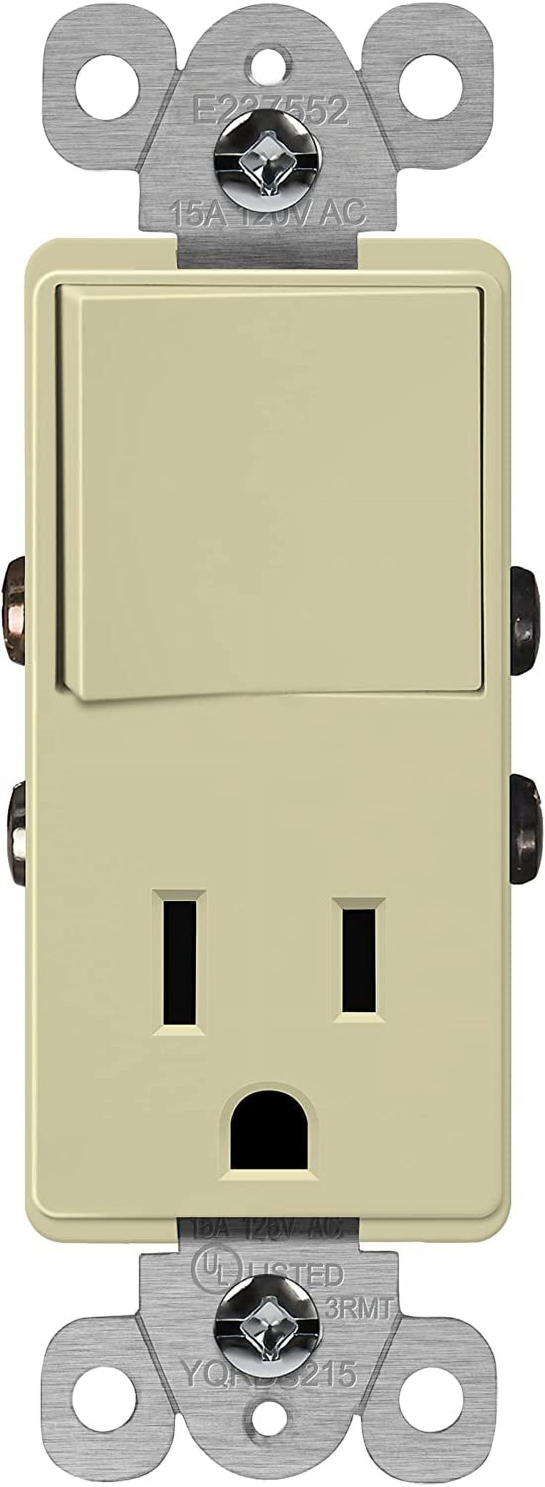 Enerlites 68625, 15A 120VAC Ivory Paddle Switch and Receptacle ...