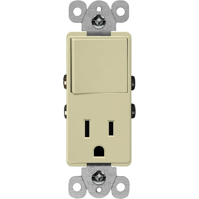 Enerlites 68625, 15A 120VAC Ivory Paddle Switch and Receptacle ...