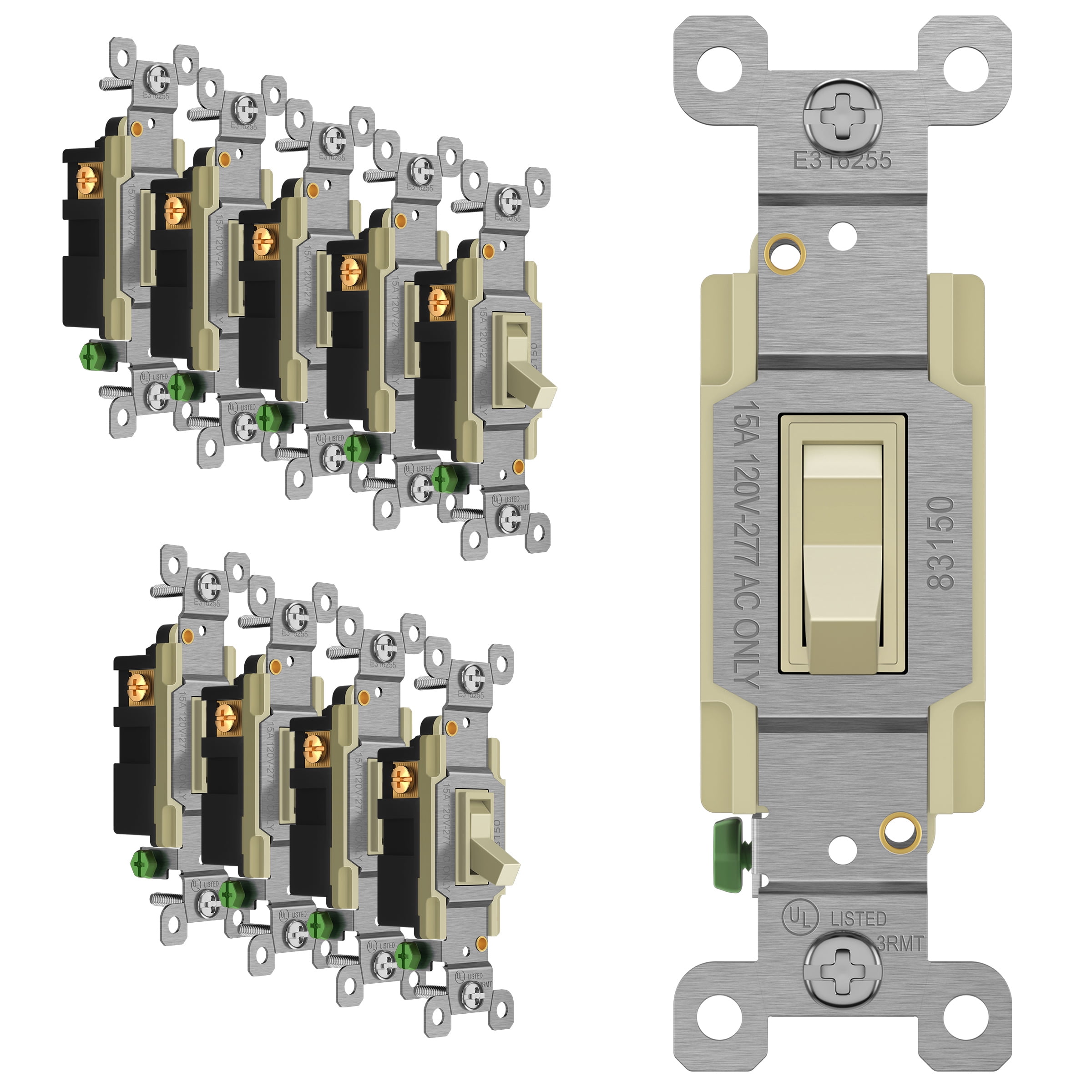 ENERLITES Toggle Light Switch, 3-Way or Single Pole, 15A 120-277V ...