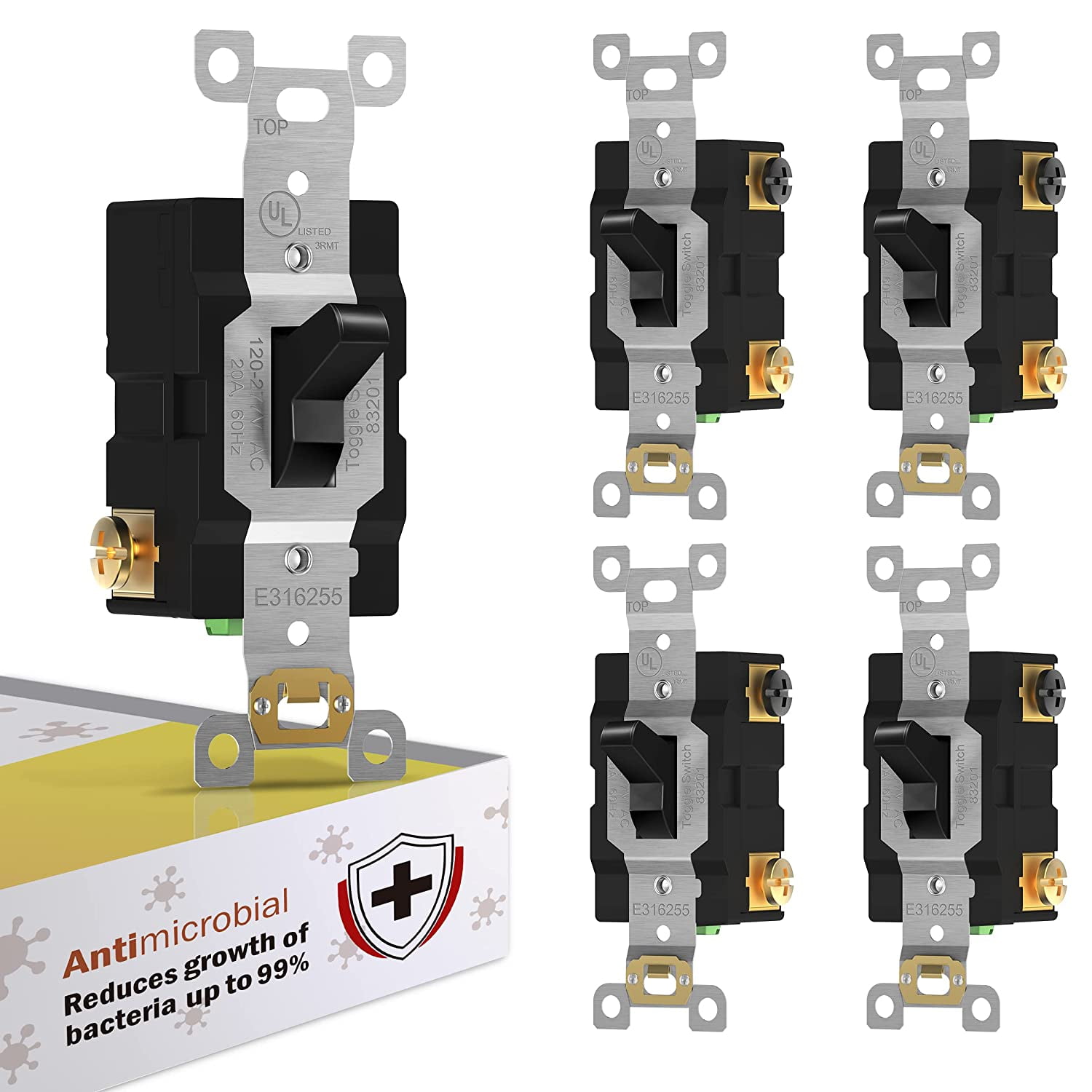 ENERLITES Toggle Light Switch, Light Switch, 3-Way or Single Pole, 20A ...
