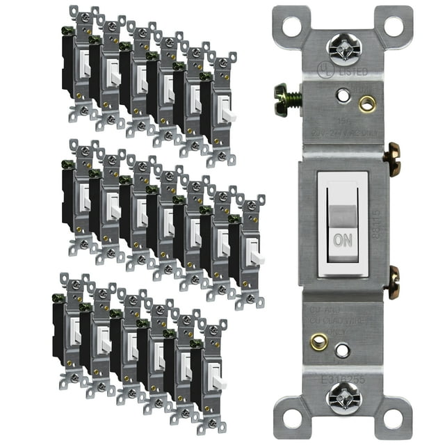 ENERLITES Toggle Light Switch, Single Pole, 15A 120V Grounding Screw ...