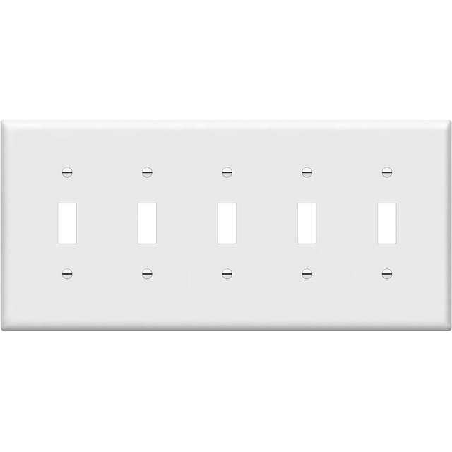 ENERLITES Toggle Light Switch Wall Plate, Gloss Finish, 5-Gang, Mid ...