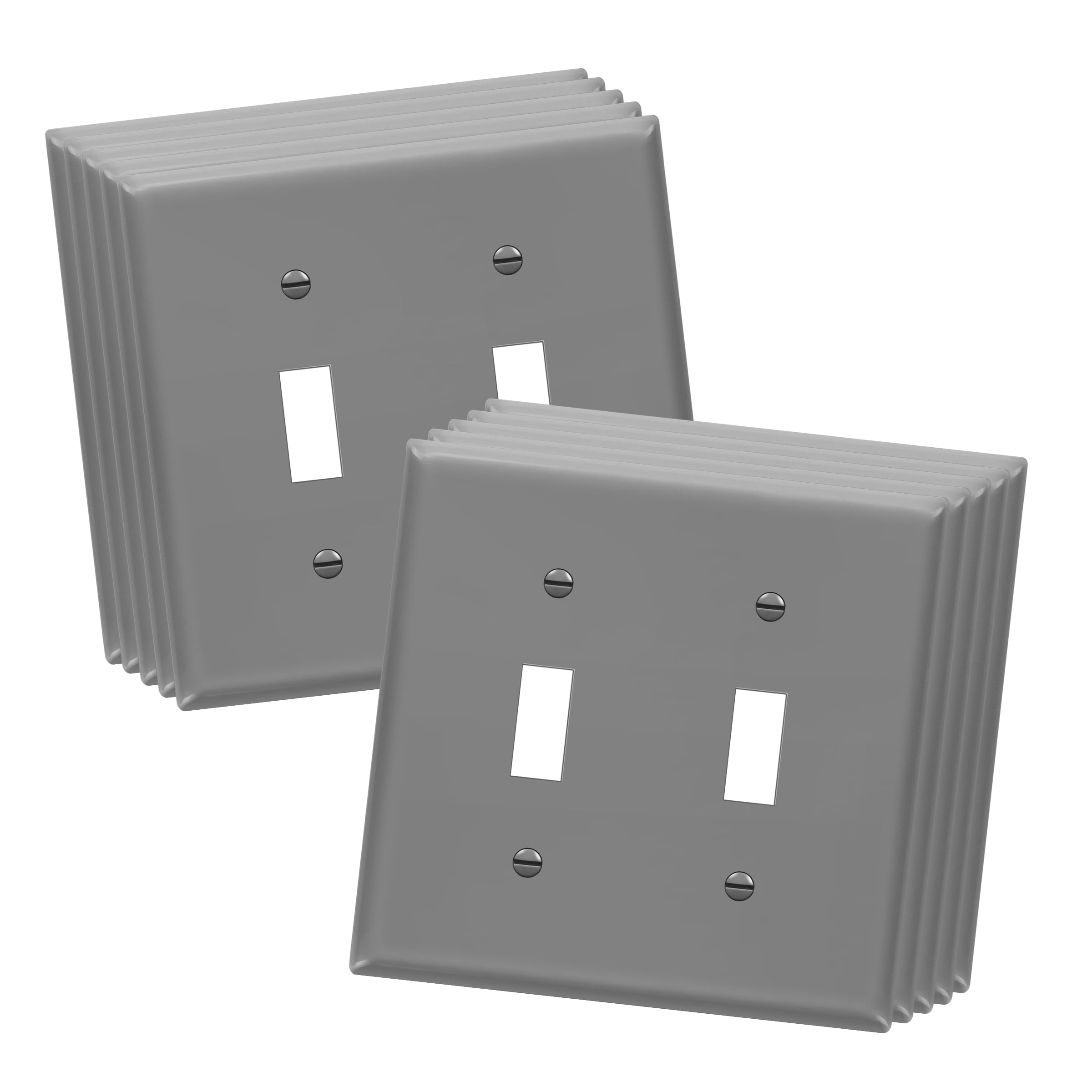ENERLITES Toggle Light Switch Wall Plate, 2-Gang, Gray, Unbreakable ...