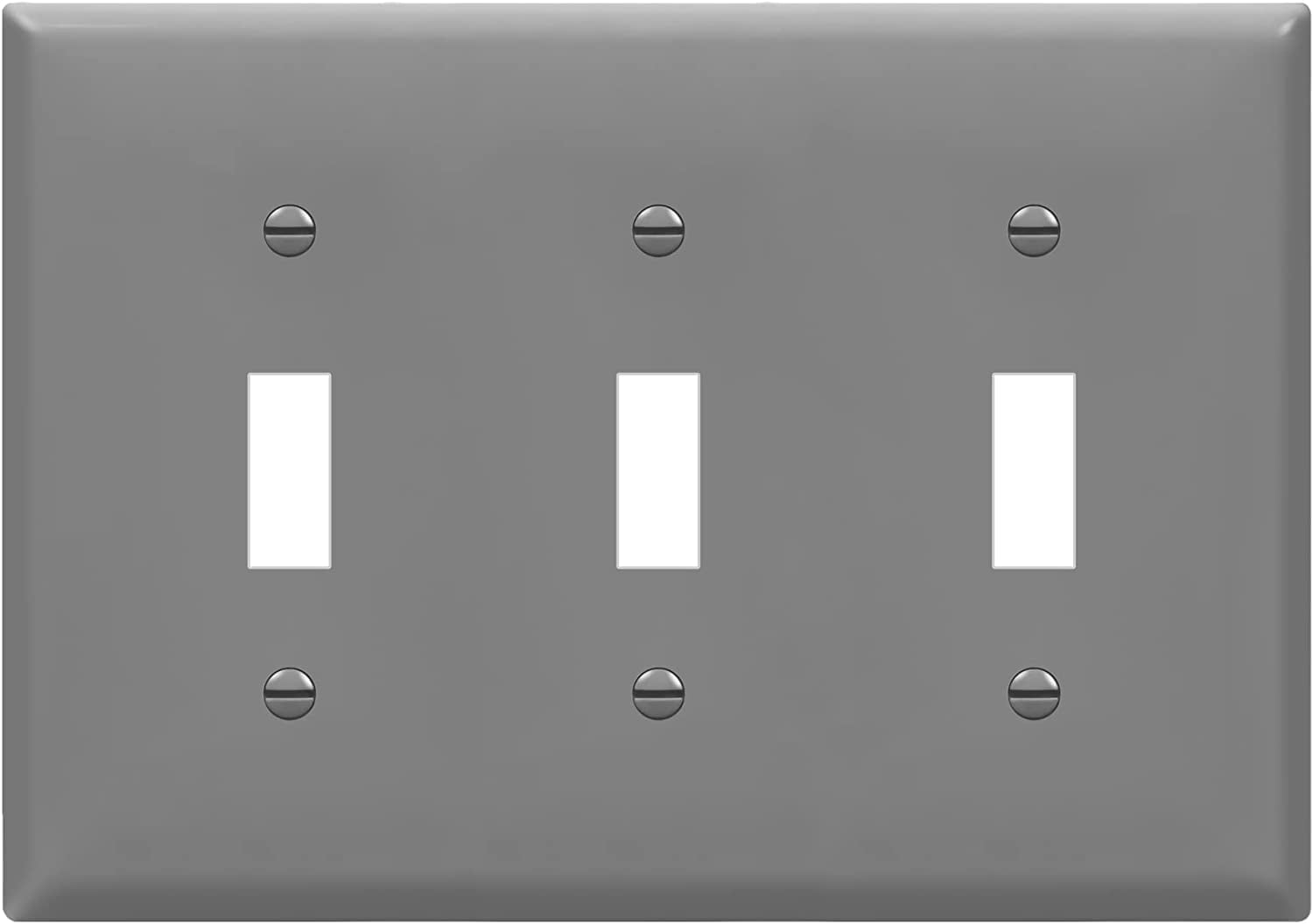 Enerlites Triple Toggle Light Switch Plate, 3-Gang, Thermoplastic, UL ...