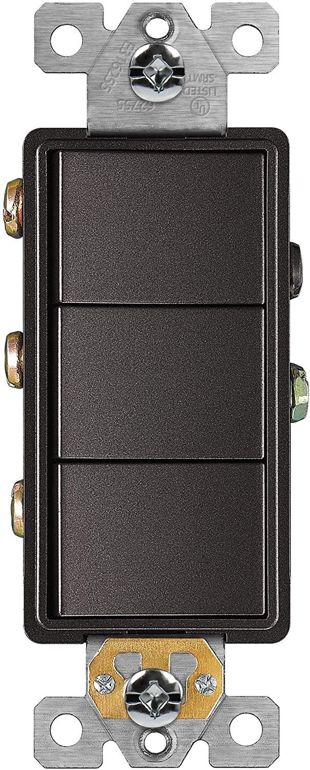 ENERLITES Triple Paddle Rocker Decorator Switch, Clamp-Type Back Insert ...