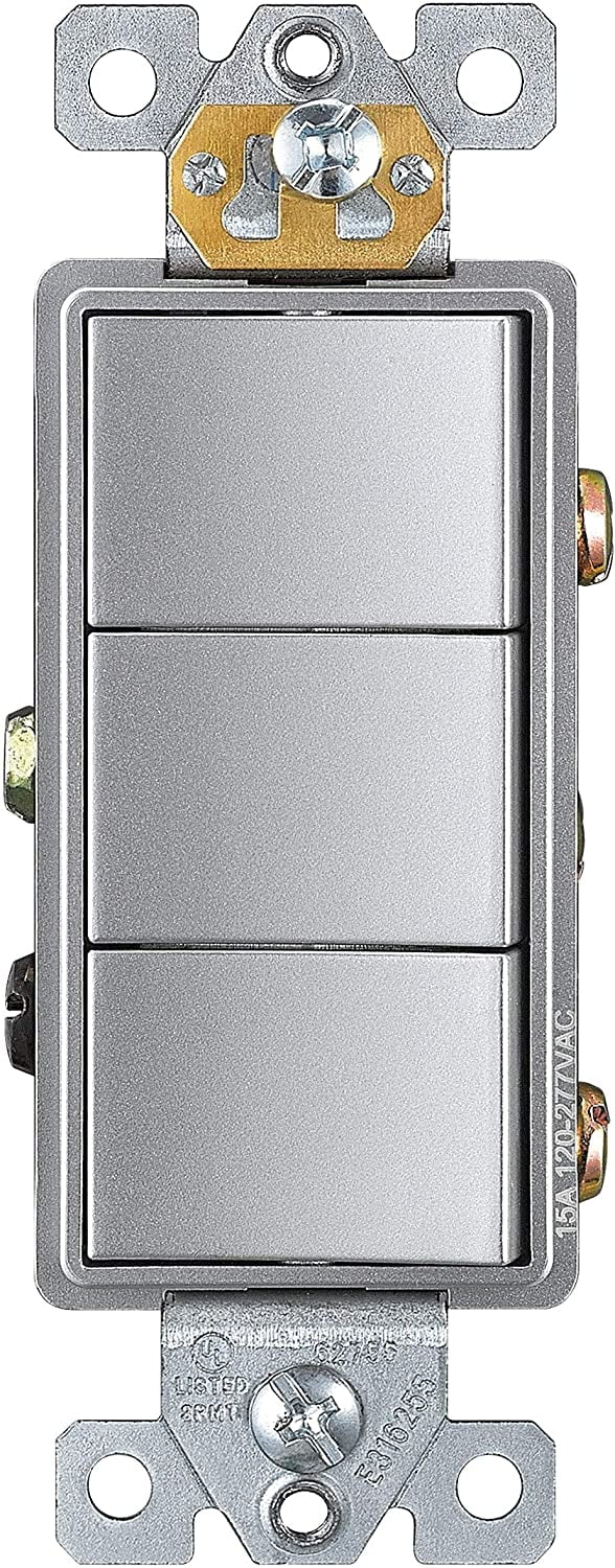 ENERLITES Triple Paddle Rocker Decorator Switch, Clamp-Type Back Insert ...