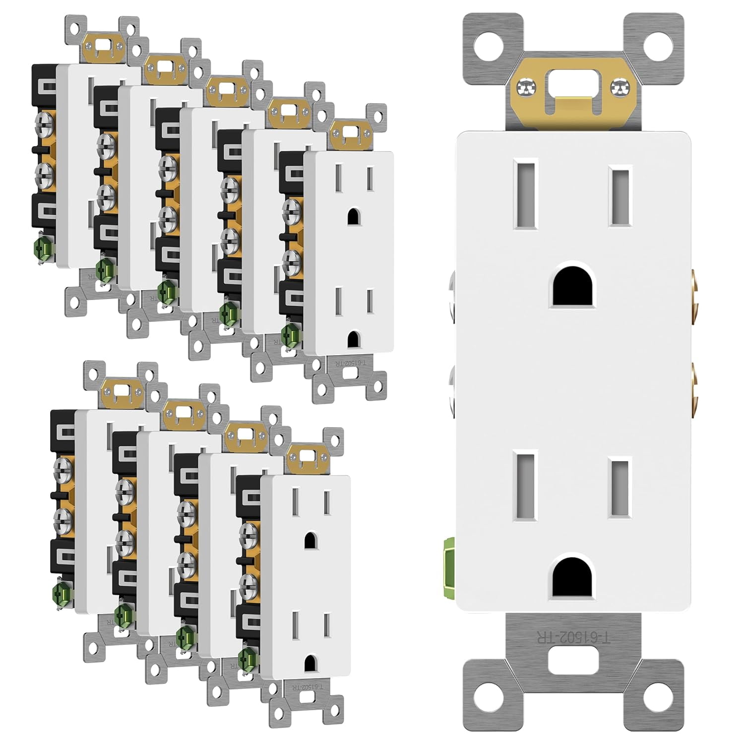 ENERLITES White Decorator Receptacle, Residential Grade Wall Outlet ...