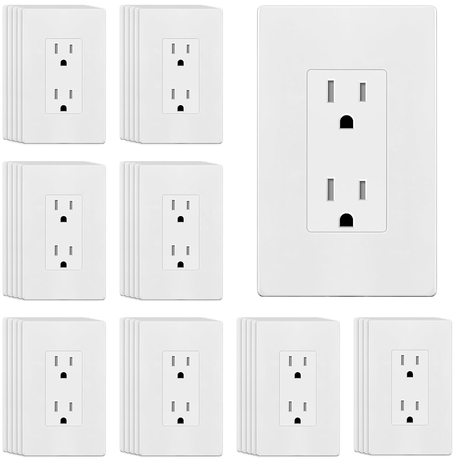 ENERLITES White Decorator Receptacle with Screwless Wall Plate ...