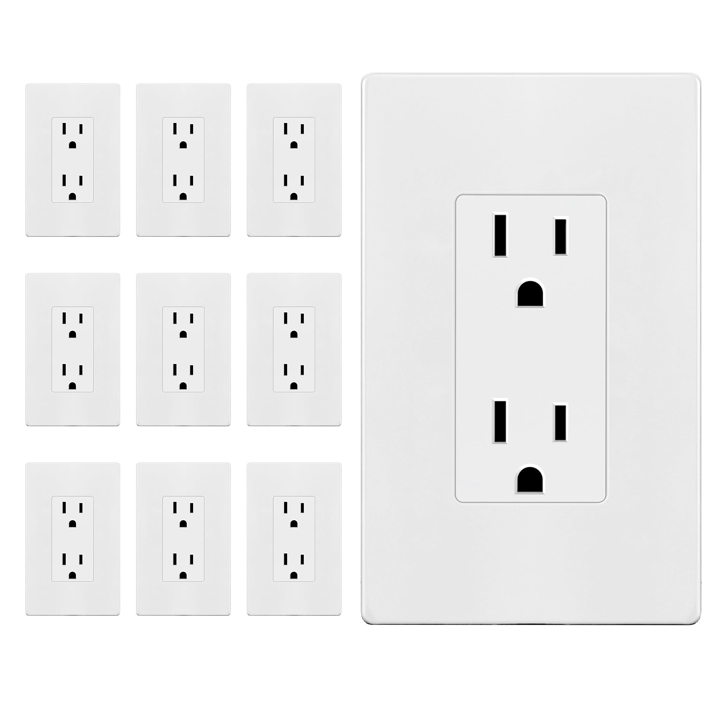 ENERLITES White Decorator Receptacle with Screwless Wall Plate ...